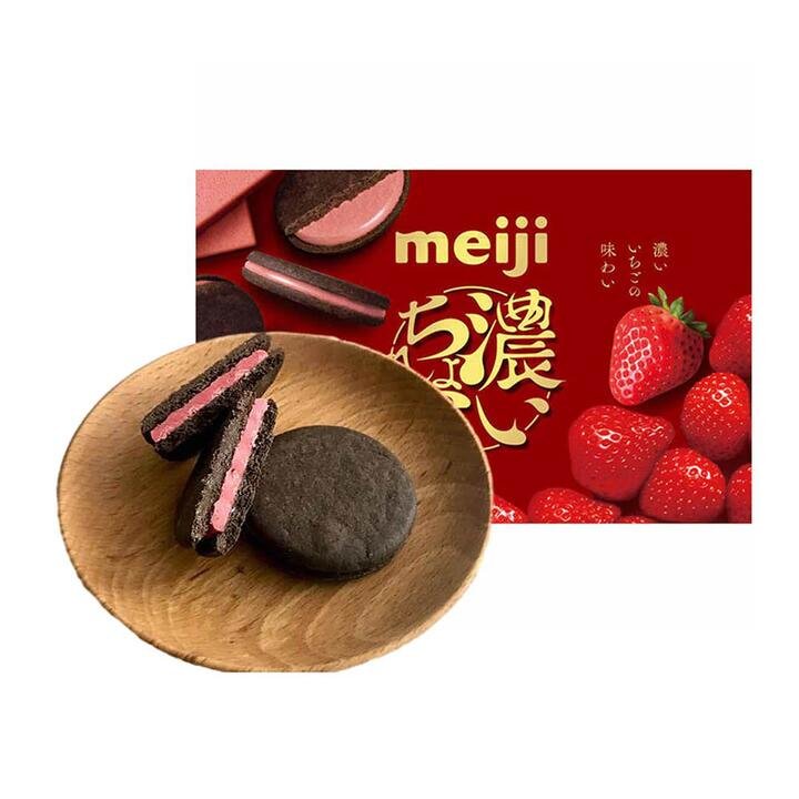 Meiji Rich Strawberry Chocolate Sandwich Cookies - 6 Pieces, 127g ...