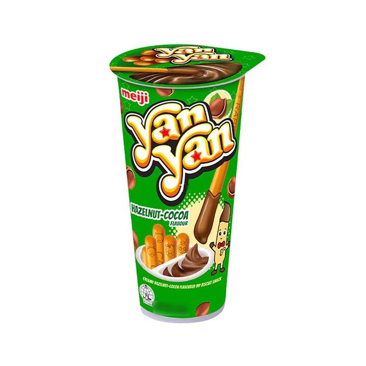 Meiji Yan Yan Hazelnut-Cocoa Flavour Biscuit Sticks - 50g - Gourmet Grocer